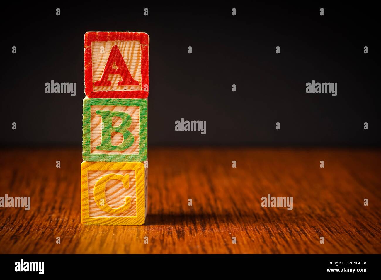 ABC blocks arranged in stack, education and kids background Stock Photo ...