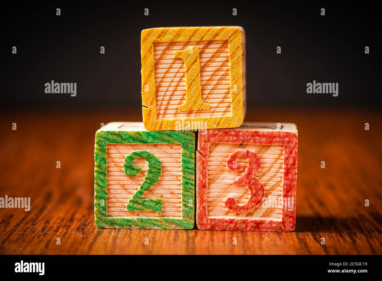 123 blocks arranged in stack, education and kids background Stock Photo ...
