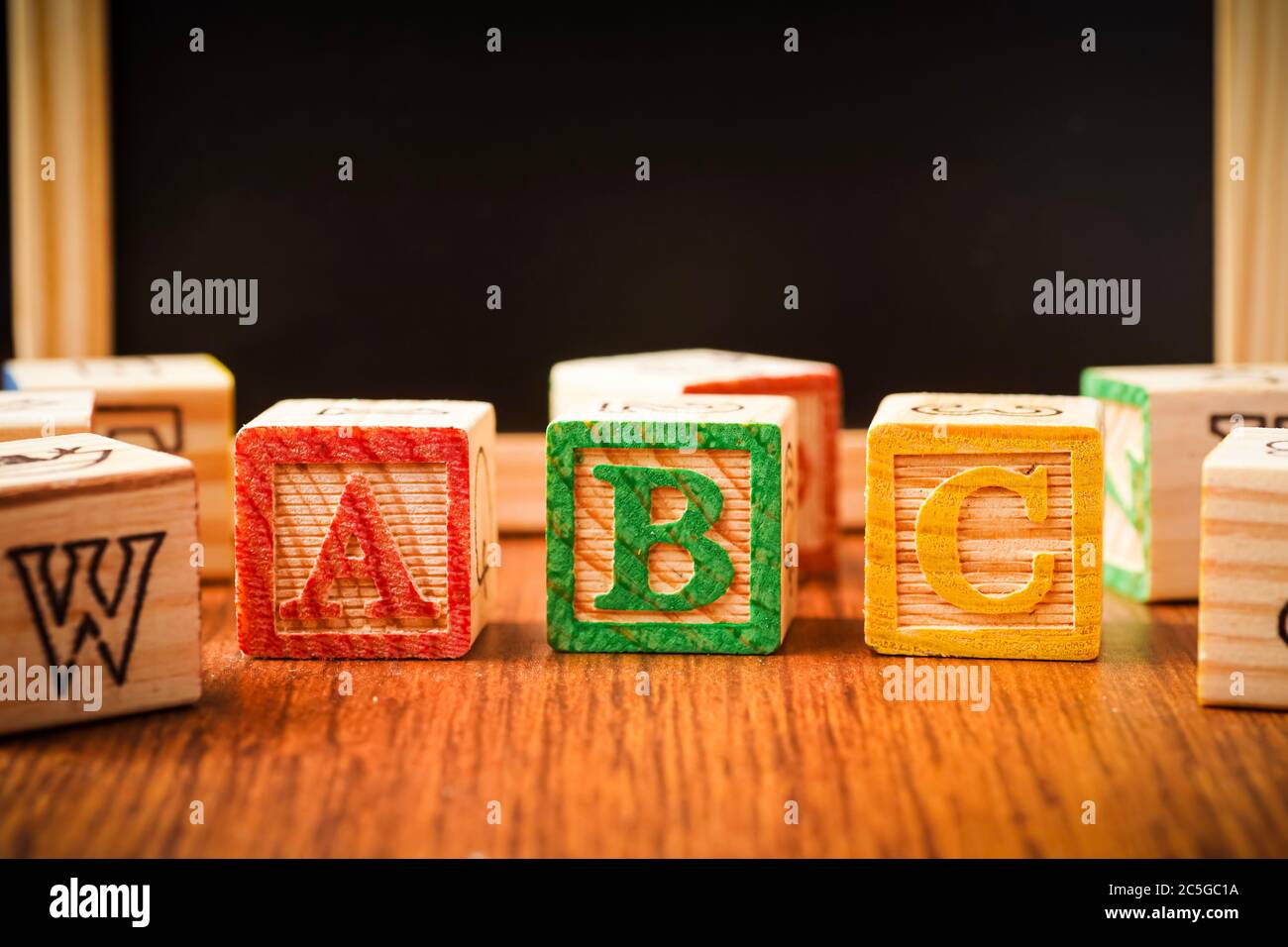 ABC blocks arranged in stack, education and kids background Stock Photo ...