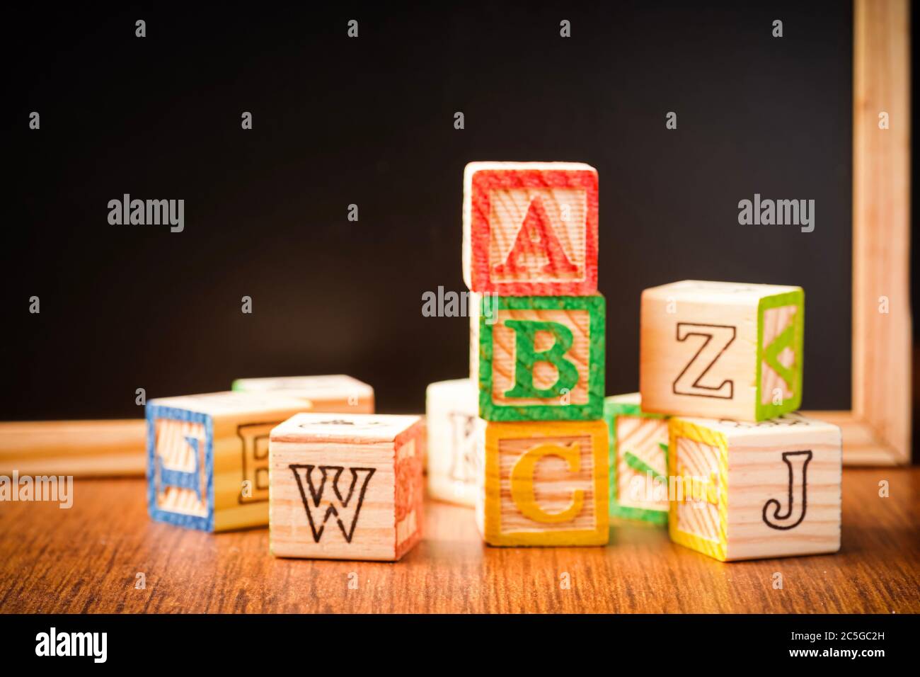 ABC blocks arranged in stack, education and kids background Stock Photo ...