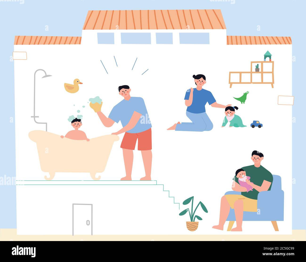 Daily lifestyle in house, daily routine in flat illustration 003 Stock ...