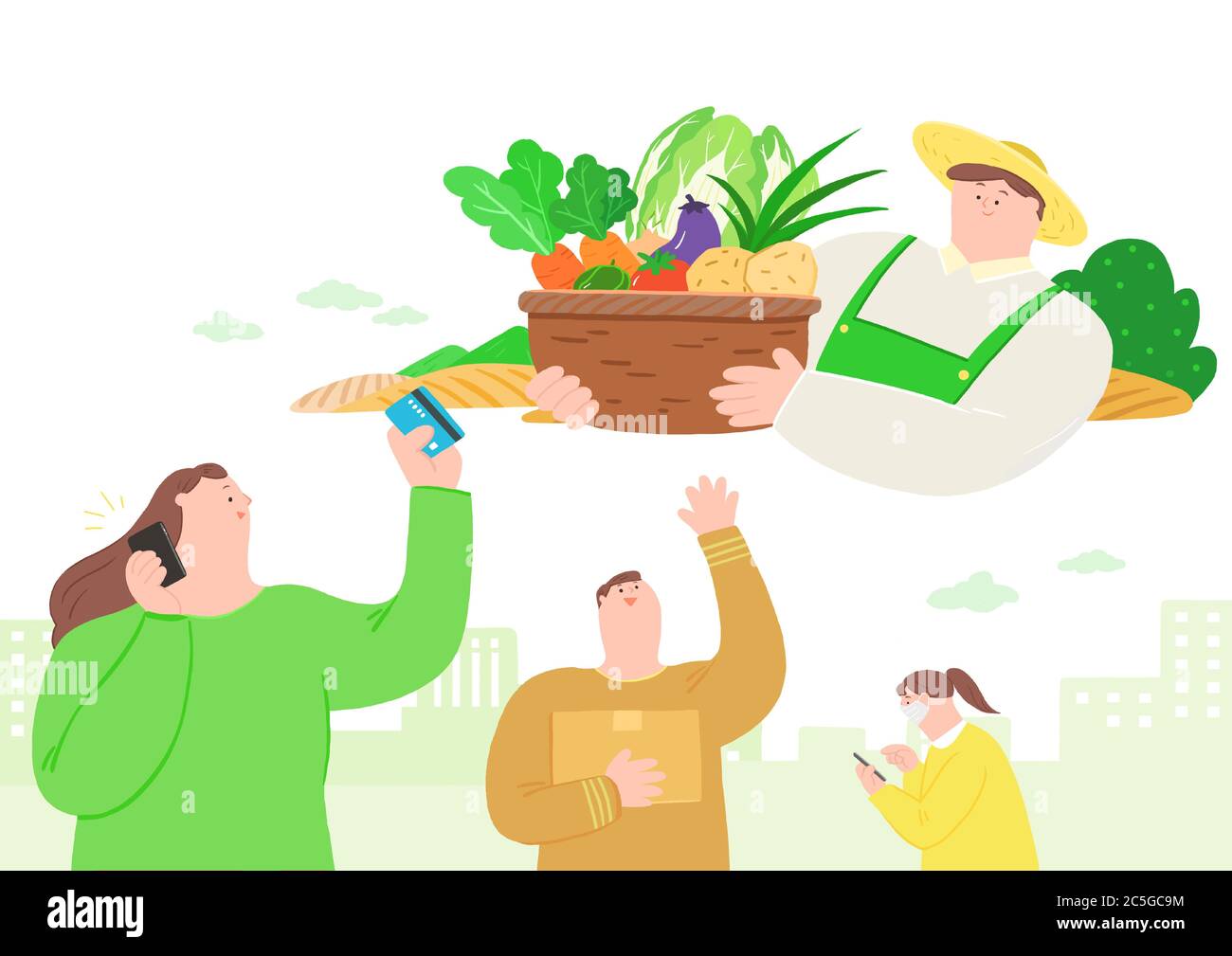 illustration of Changed daily life - Online lessons, medical briefcase ...