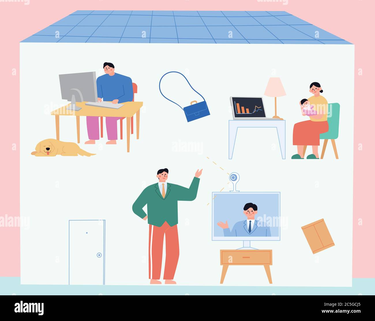 Daily lifestyle in house, daily routine in flat illustration 009 Stock ...