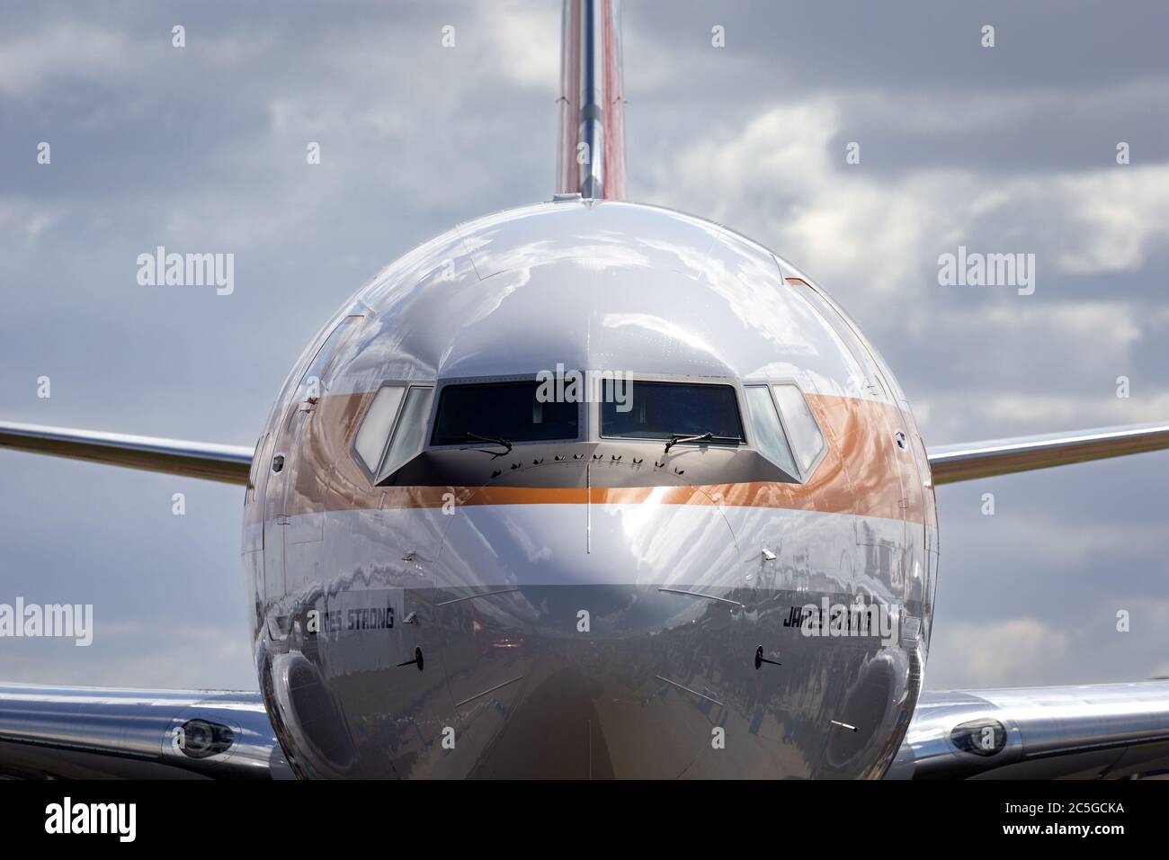 Qantas Boeing 737 VH-XZP known as Retro Roo which wears a special ...