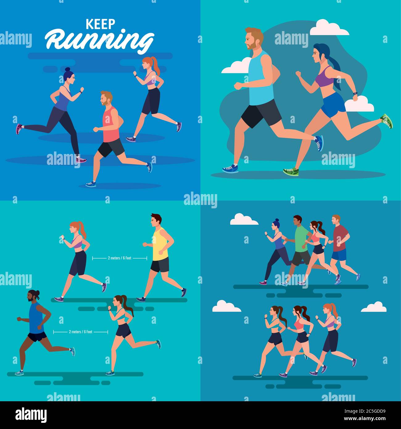set scenes of jogging people, people running Stock Vector Image & Art ...