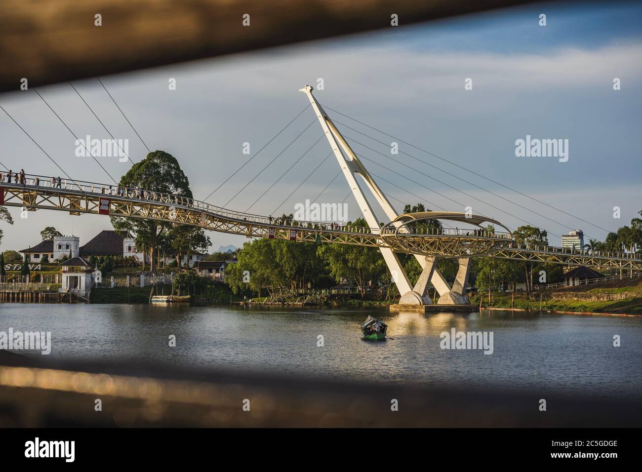 The Darul Hana Bridge in Kuching Waterfront, Sarawak, Malaysia Stock ...