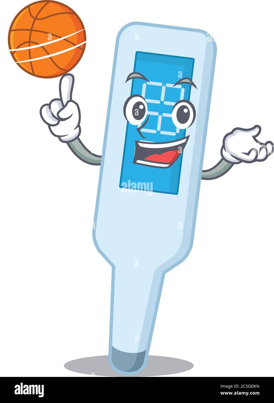 An athletic digital thermometer cartoon mascot design with basketball ...