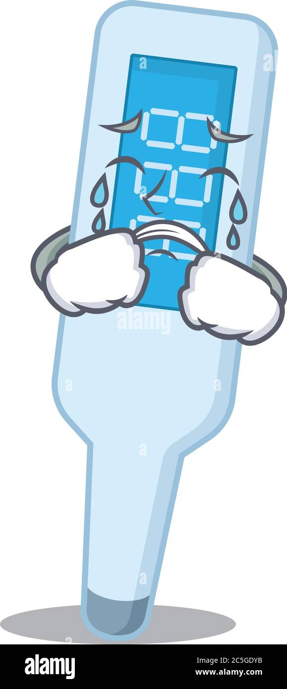 Caricature design style of digital thermometer with a sad face Stock ...