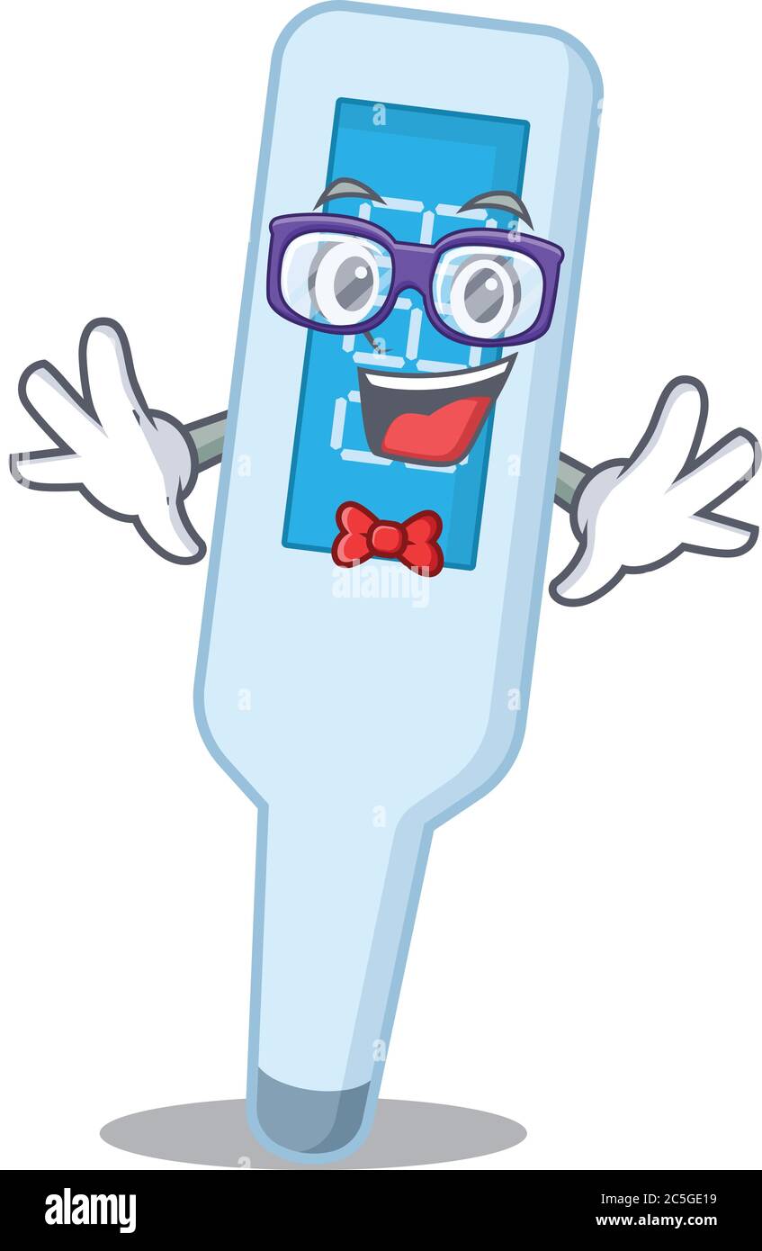 A caricature drawing of nerd digital thermometer wearing weird glasses ...
