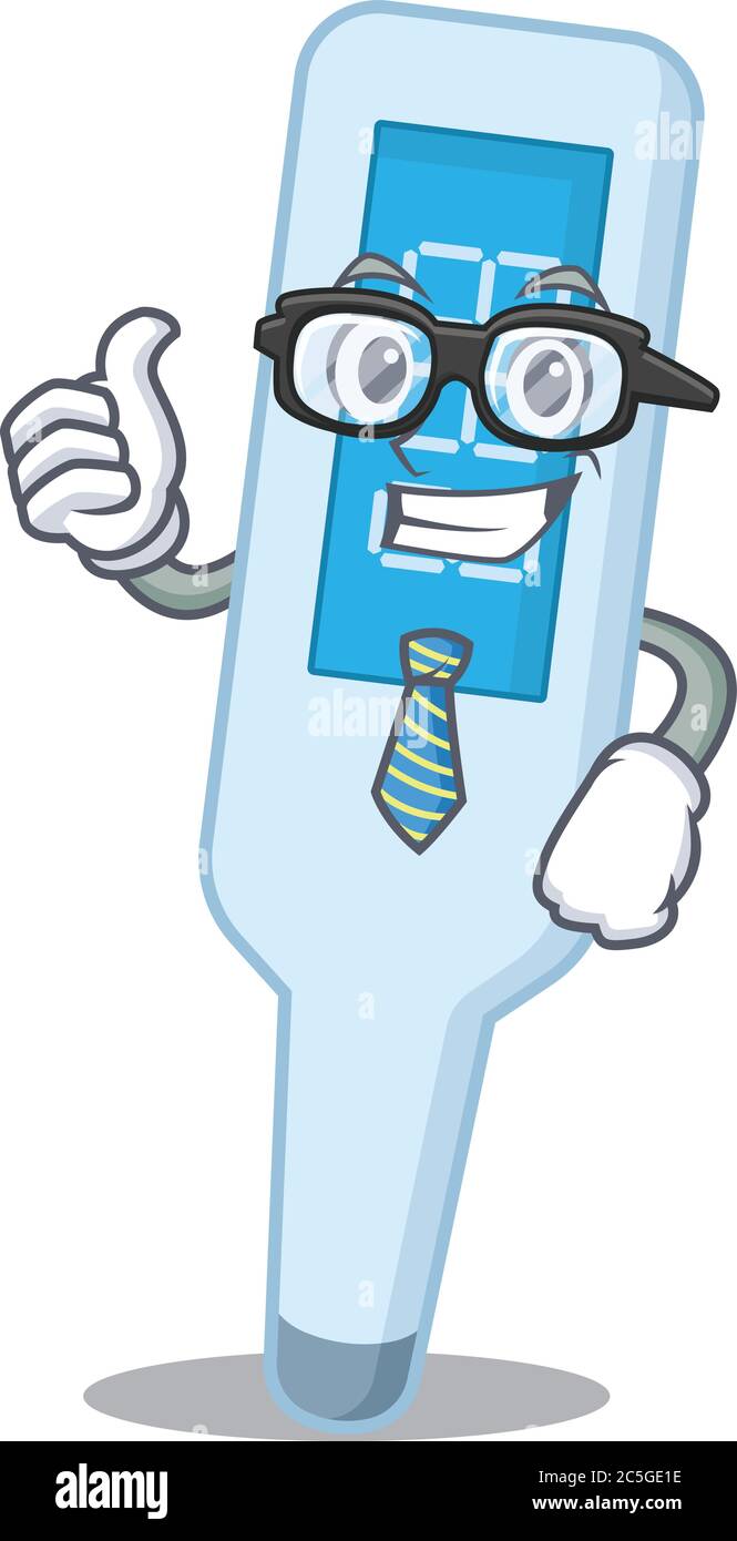 cartoon mascot style of digital thermometer Businessman with glasses ...