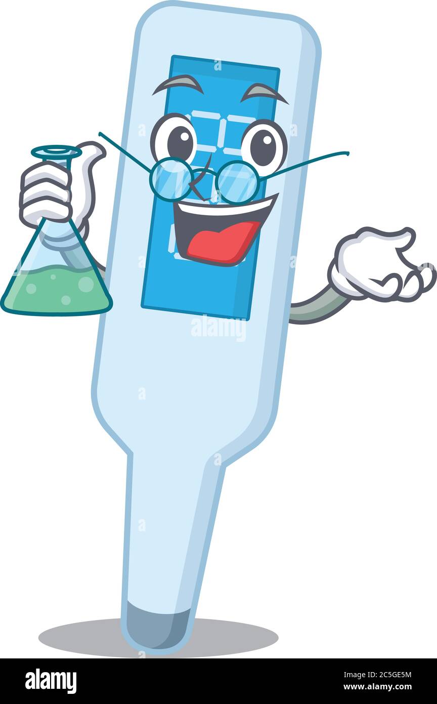 Super Genius Professor of digital thermometer Caricature character ...