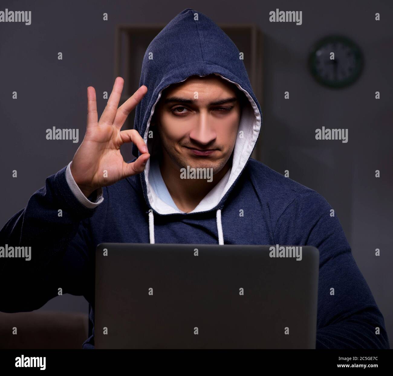The hacker hacking the data late at night Stock Photo - Alamy