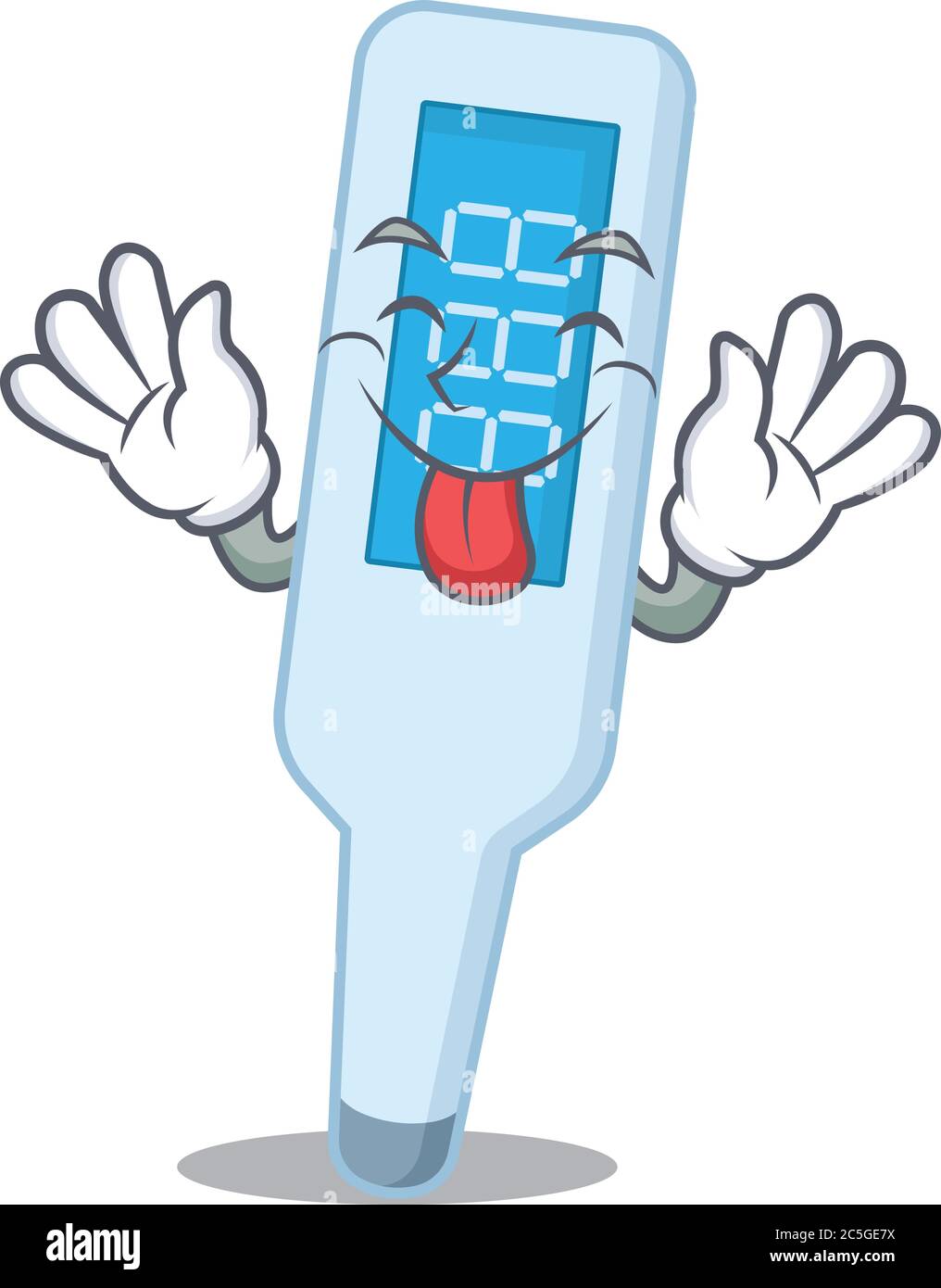 amusing digital thermometer cartoon picture style with tongue out face ...