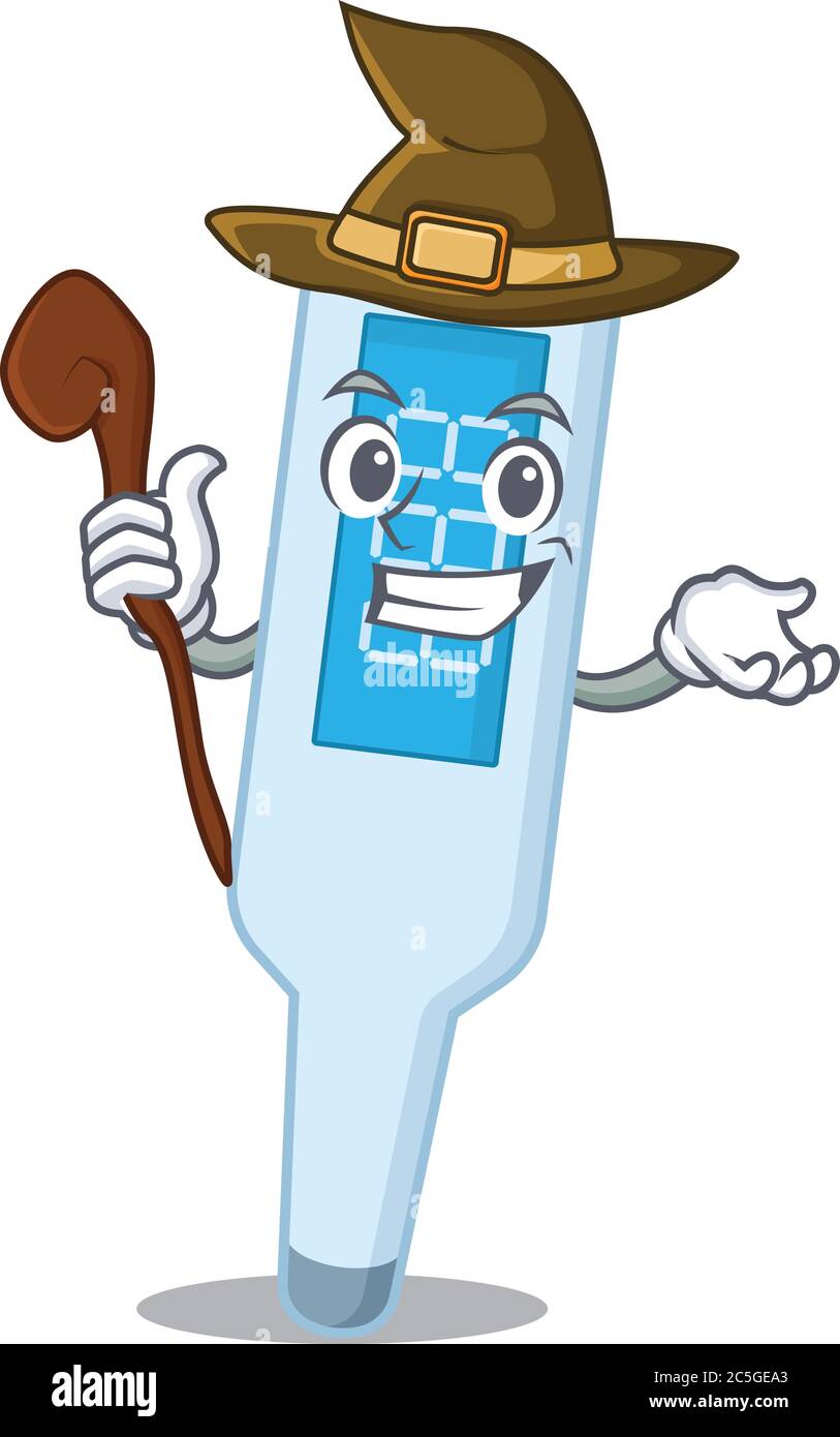 sneaky witch digital thermometer cartoon in character design Stock ...