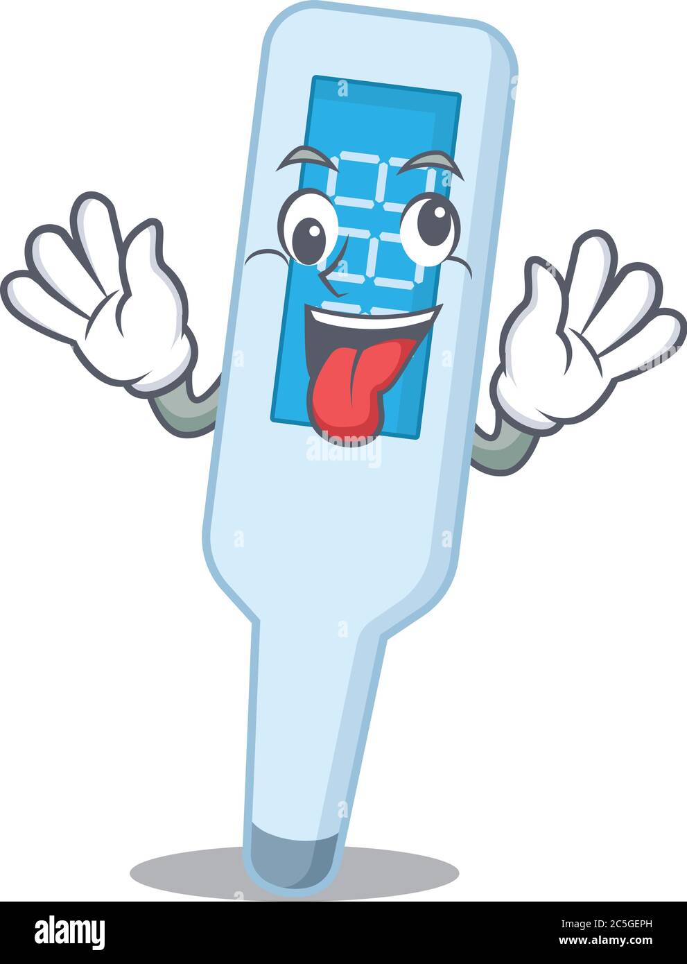 A mascot design of digital thermometer having a funny crazy face Stock ...