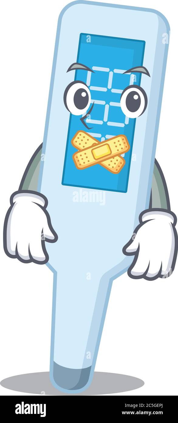 digital thermometer cartoon character style having strange silent face ...