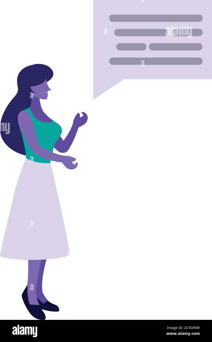 successful business woman giving message vector illustration desing ...