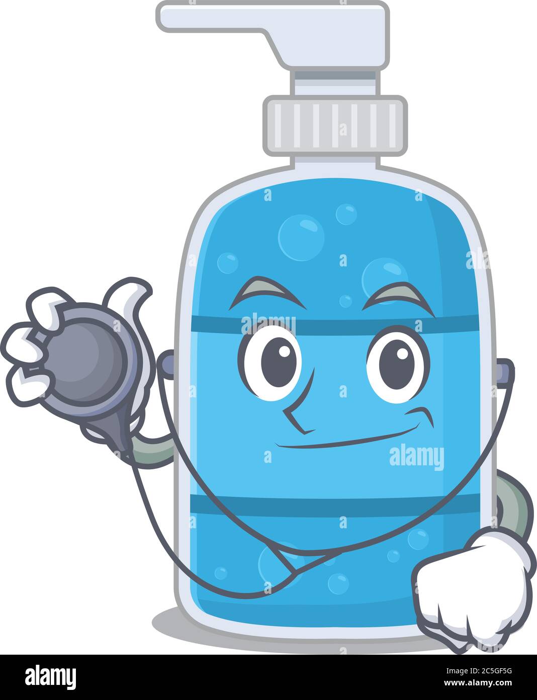 Smiley doctor cartoon character of hand wash gel with tools Stock ...