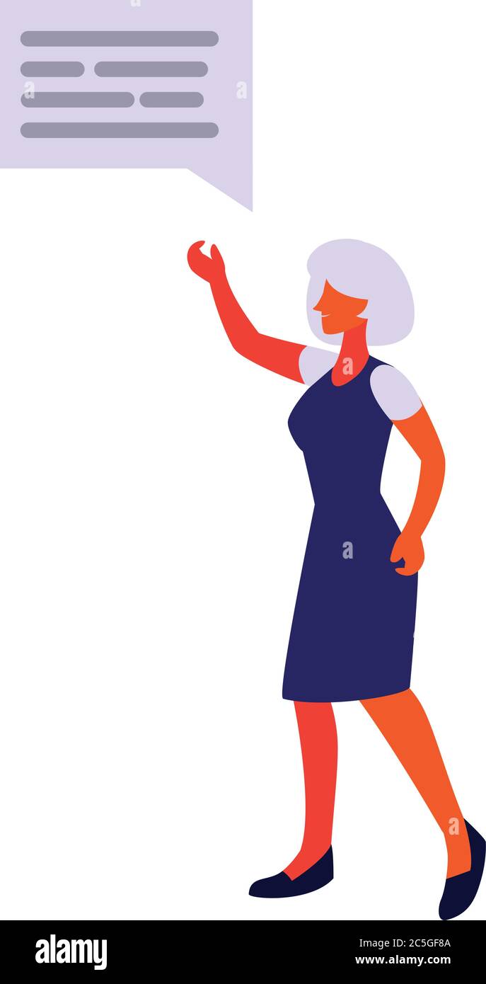 successful business woman giving message vector illustration desing ...