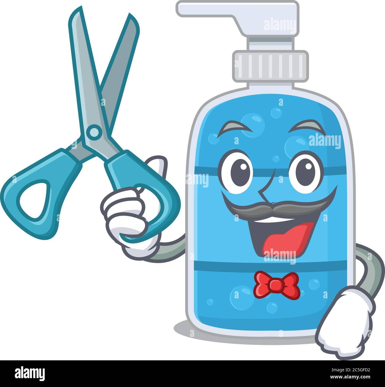 Hand wash gel cartoon character design as talented barber Stock Vector ...