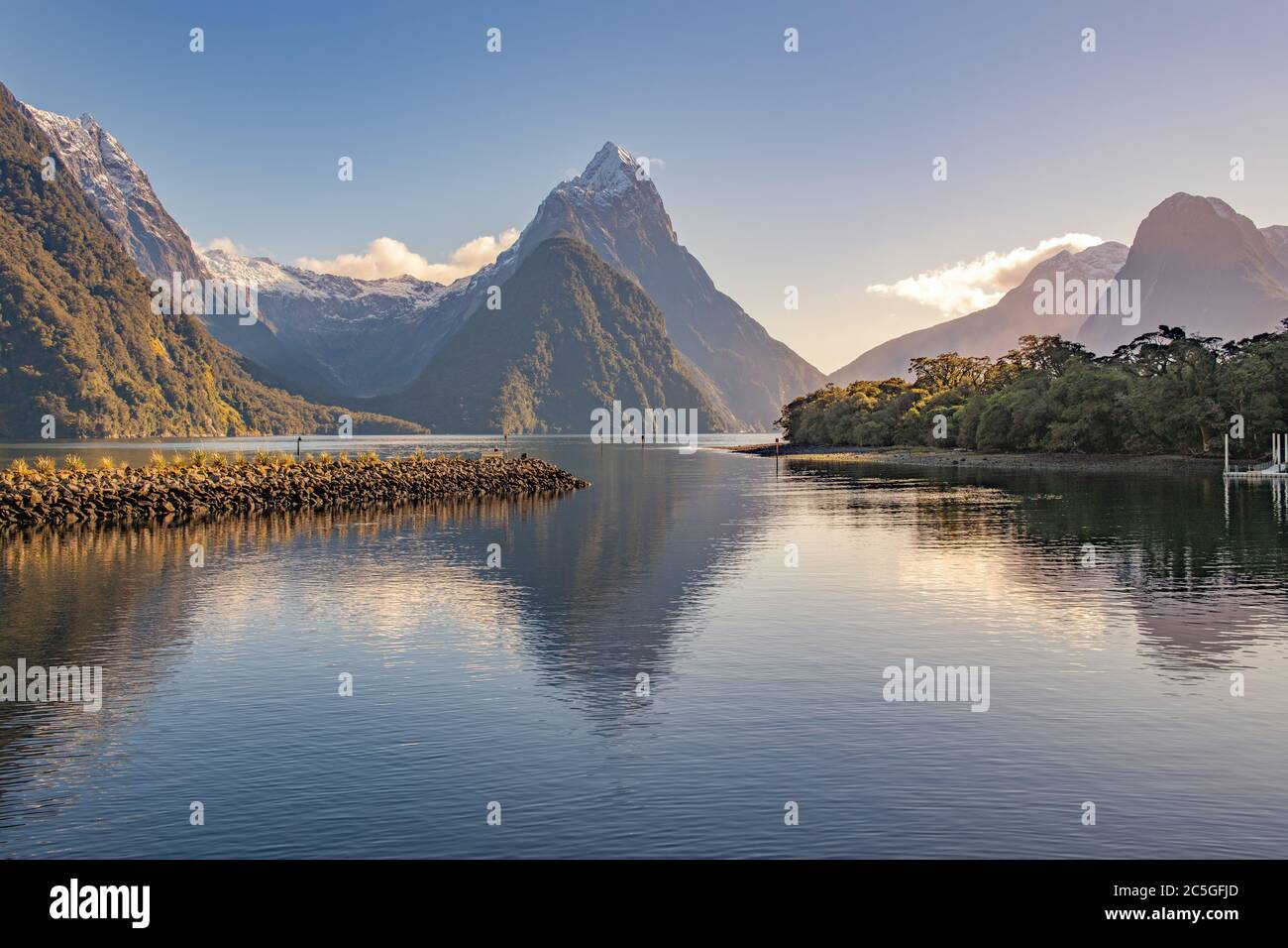Mitre peak, entrance to Milford sound Stock Photo - Alamy