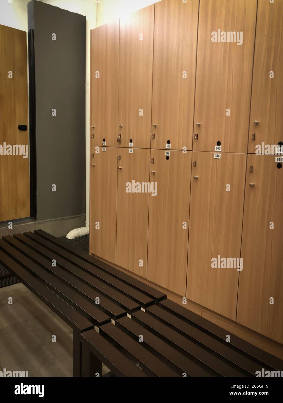 the interior of a changing/locker room of a gymnasium Stock Photo - Alamy