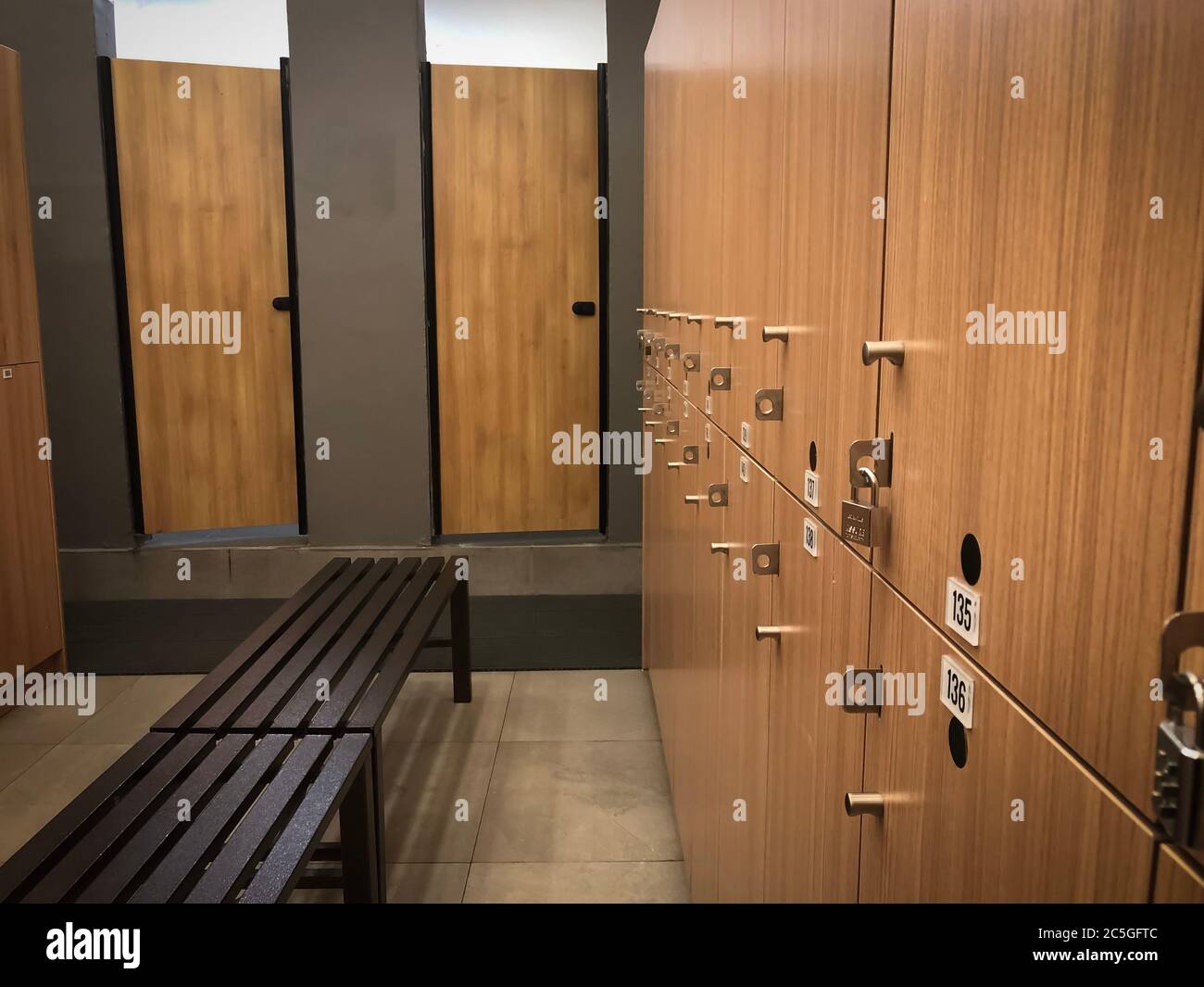the interior of a changing/locker room of a gymnasium Stock Photo - Alamy