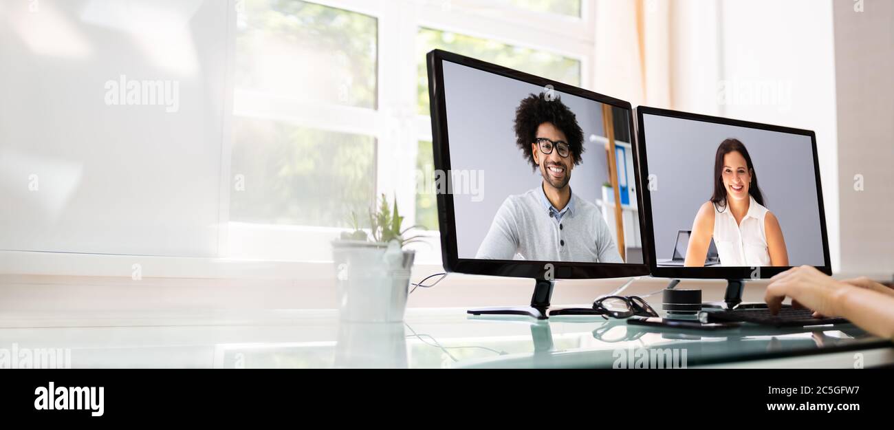 Online Video Conference Learning Call. Work From Home Stock Photo - Alamy