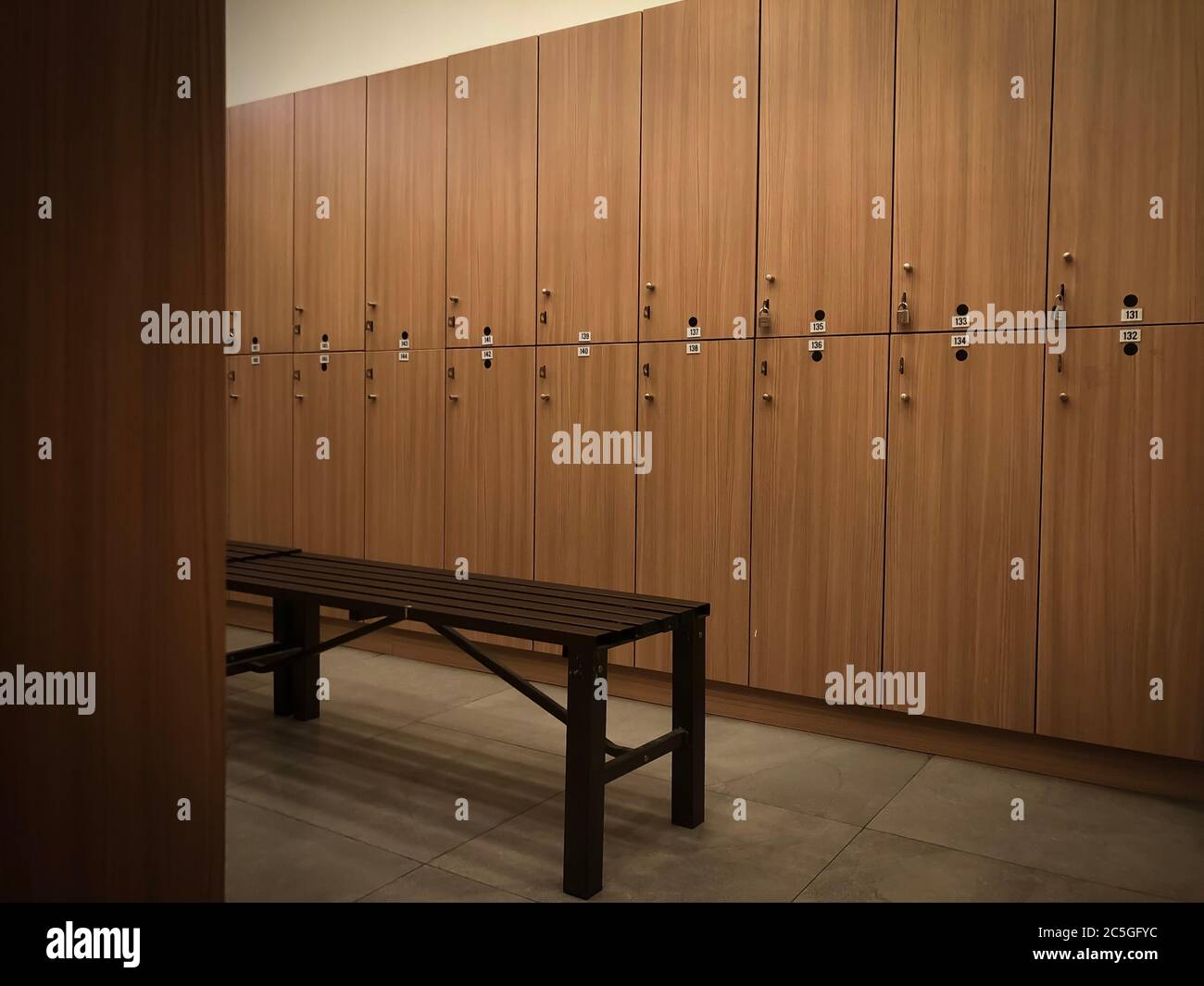 the interior of a changing/locker room of a gymnasium Stock Photo - Alamy