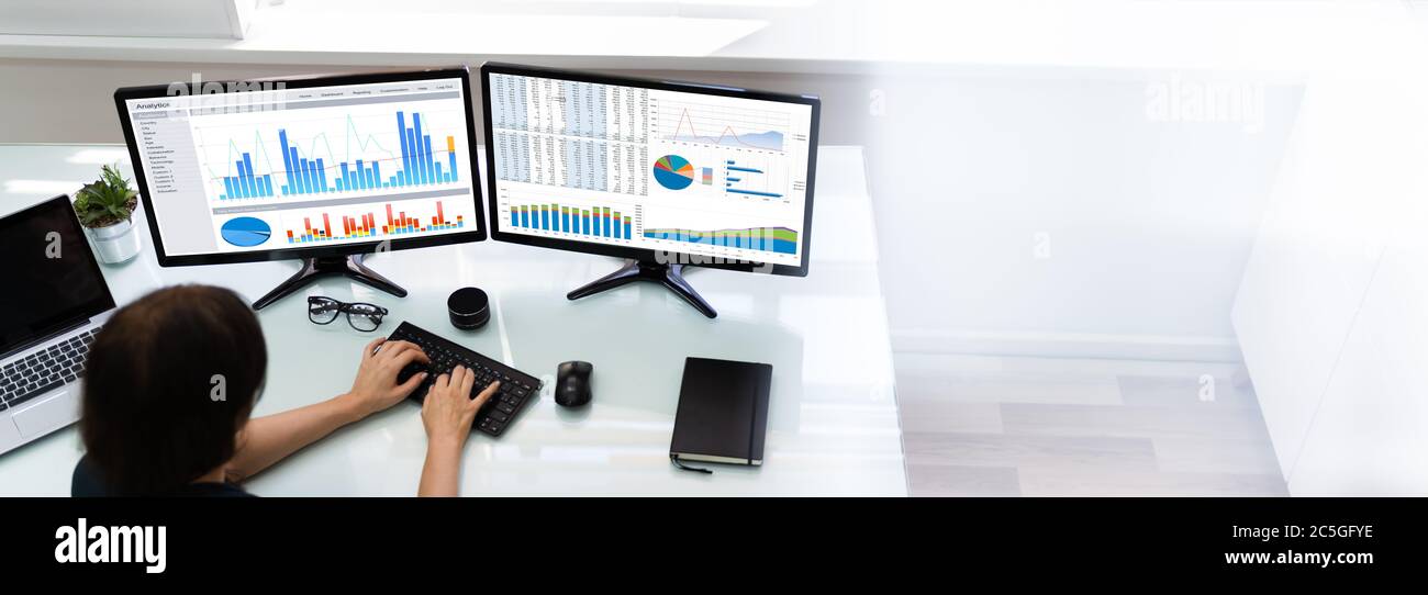 Analyst Women Looking At KPI Data On Computer Screen Stock Photo - Alamy