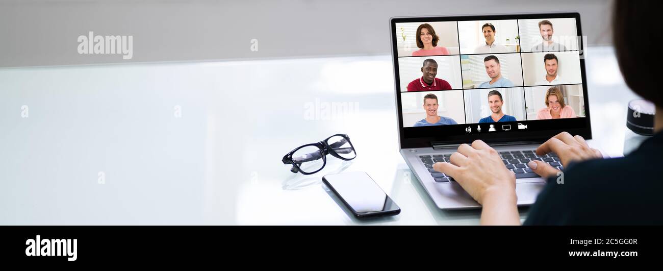 Online Video Conference Meeting Call At Work Stock Photo - Alamy