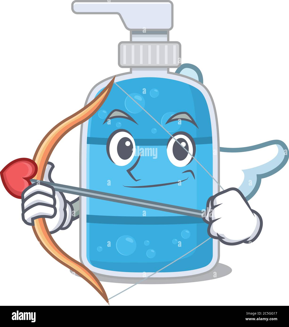 Hand wash gel in sweet romantic cupid cartoon drawing with arrow Stock ...