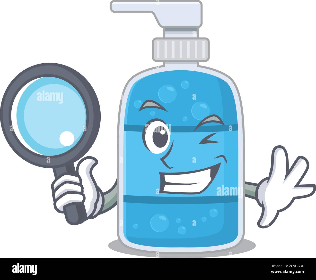cartoon picture of hand wash gel Detective using tools Stock Vector ...