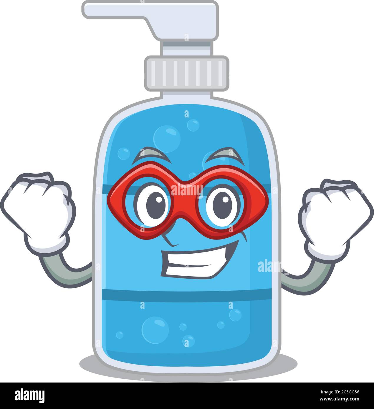 A cartoon drawing of hand wash gel in a Super hero character Stock ...