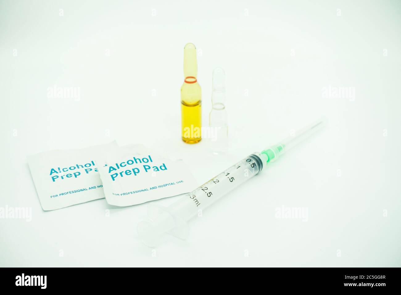 Medication ampoules for Intravenous injections on a wooden background ...