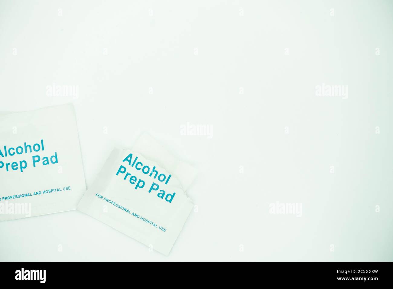 alcohol swab, isolated, used to sterilized skin area prior to injection ...