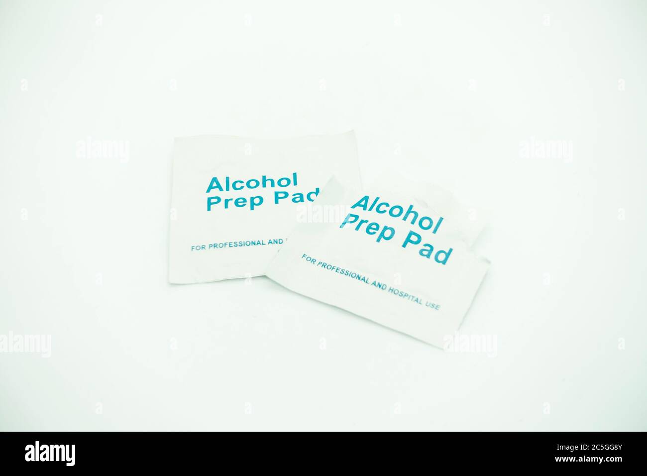 alcohol swab, isolated, used to sterilized skin area prior to injection ...