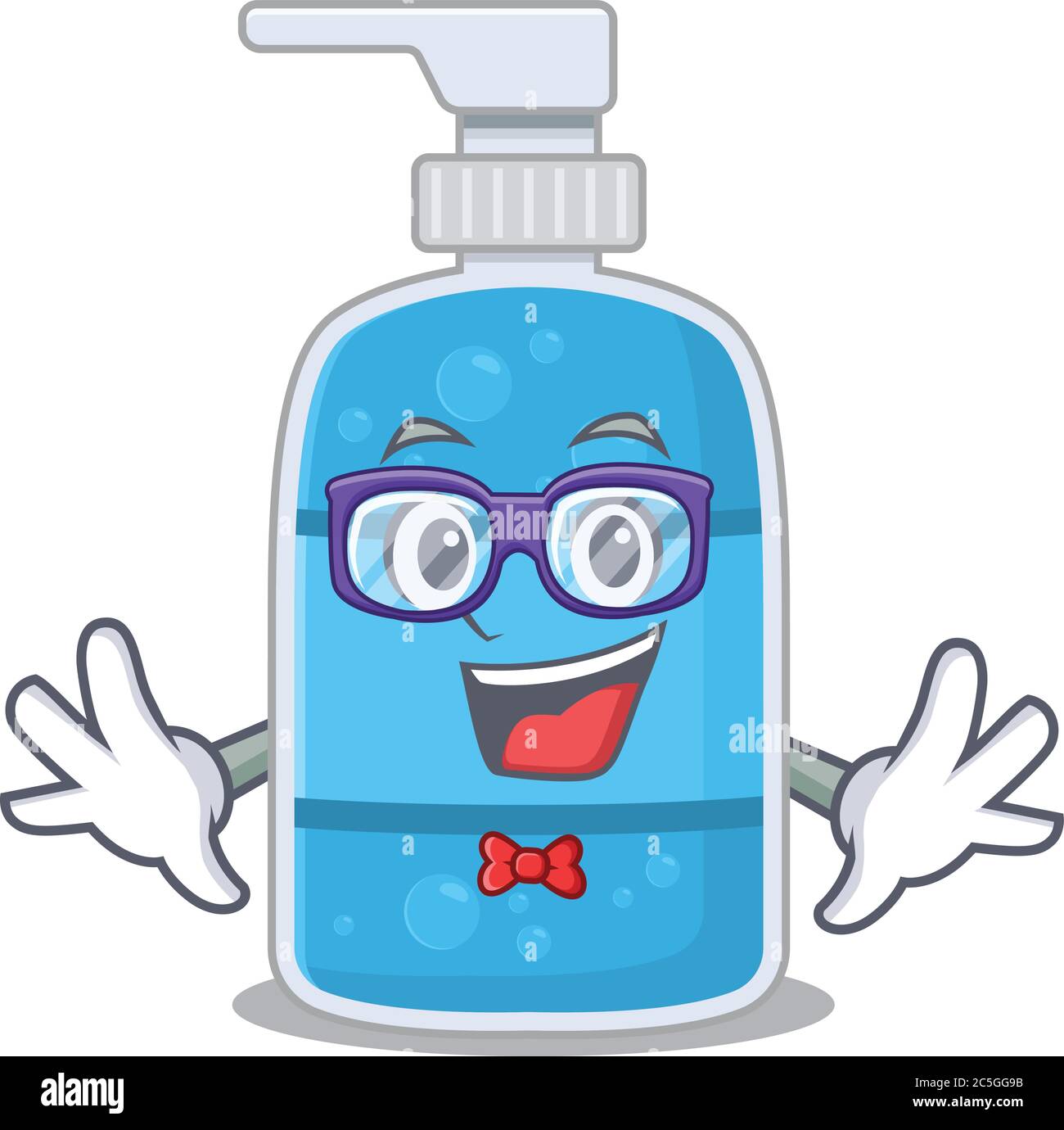 A cartoon drawing of geek hand wash gel wearing weird glasses Stock ...