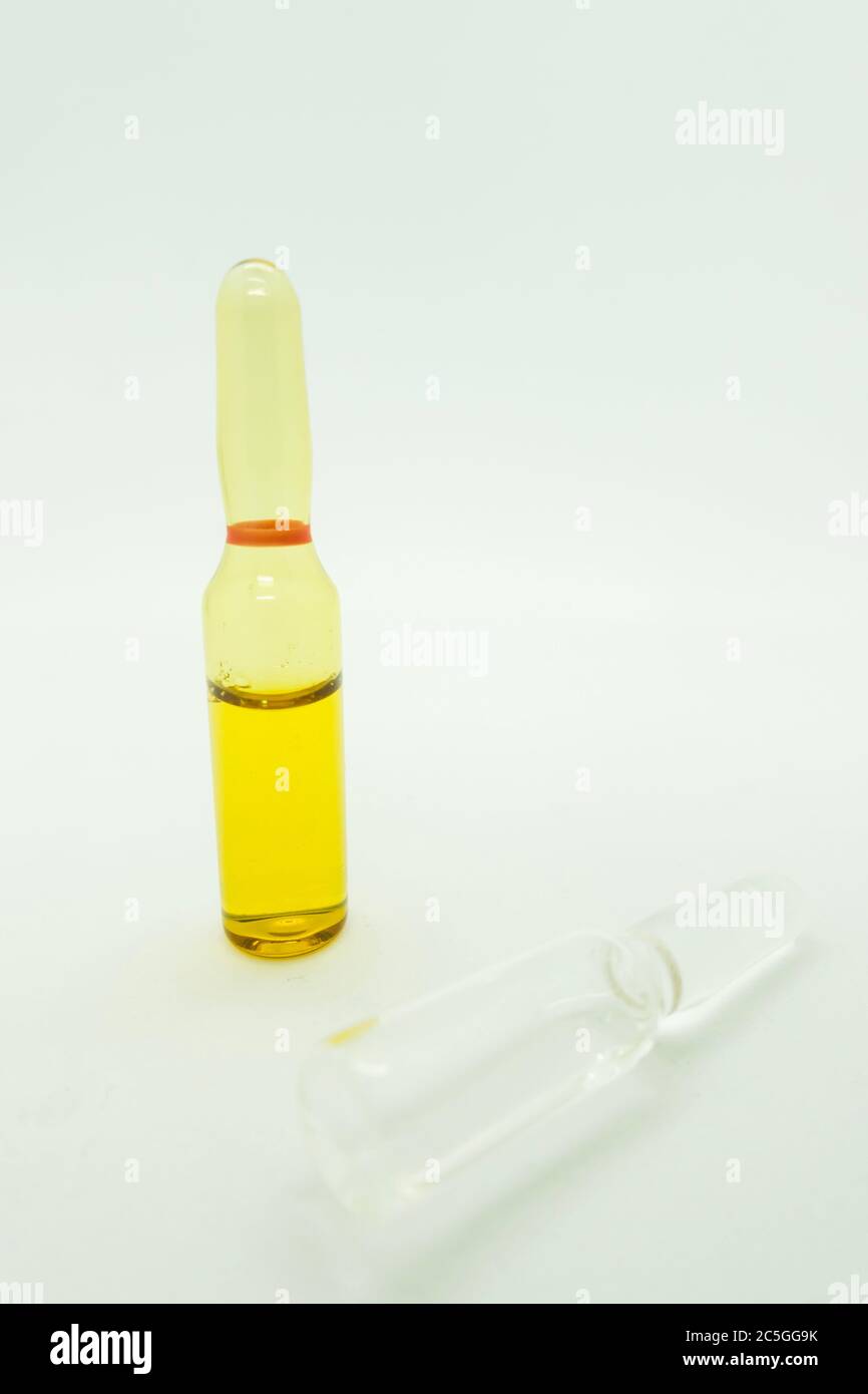 Medication ampoules for Intravenous injections on isolated white ...