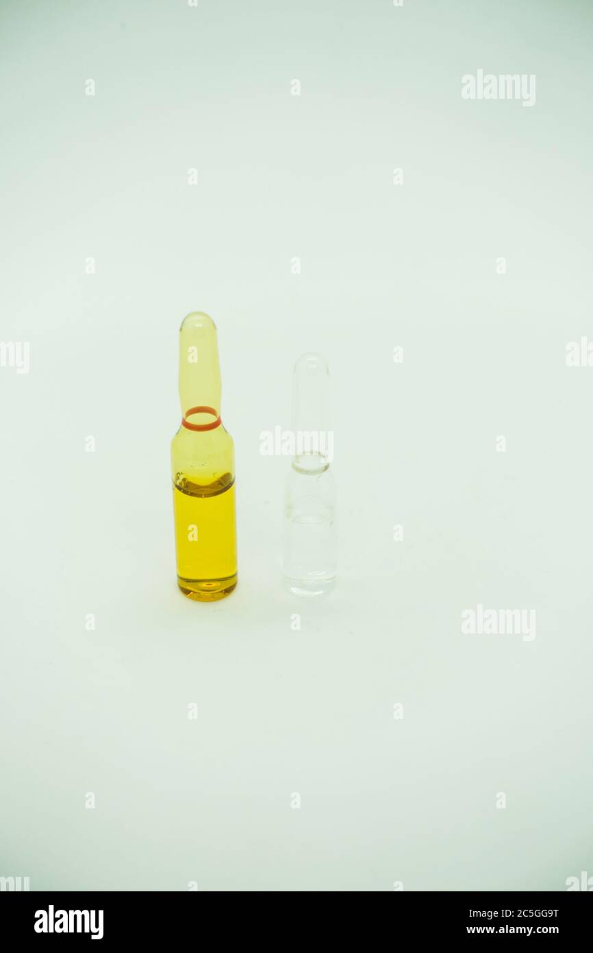 Medication ampoules for Intravenous injections on isolated white ...