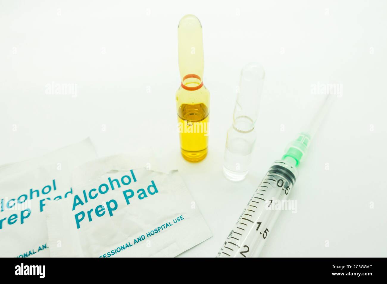 Medication ampoules for Intravenous injections on a wooden background ...