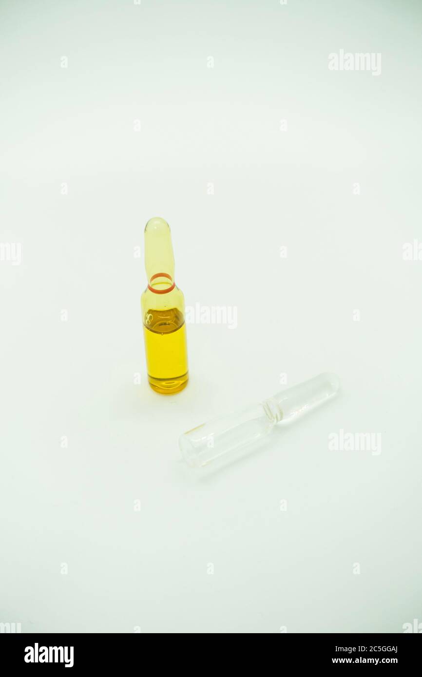 Medication ampoules for Intravenous injections on isolated white ...