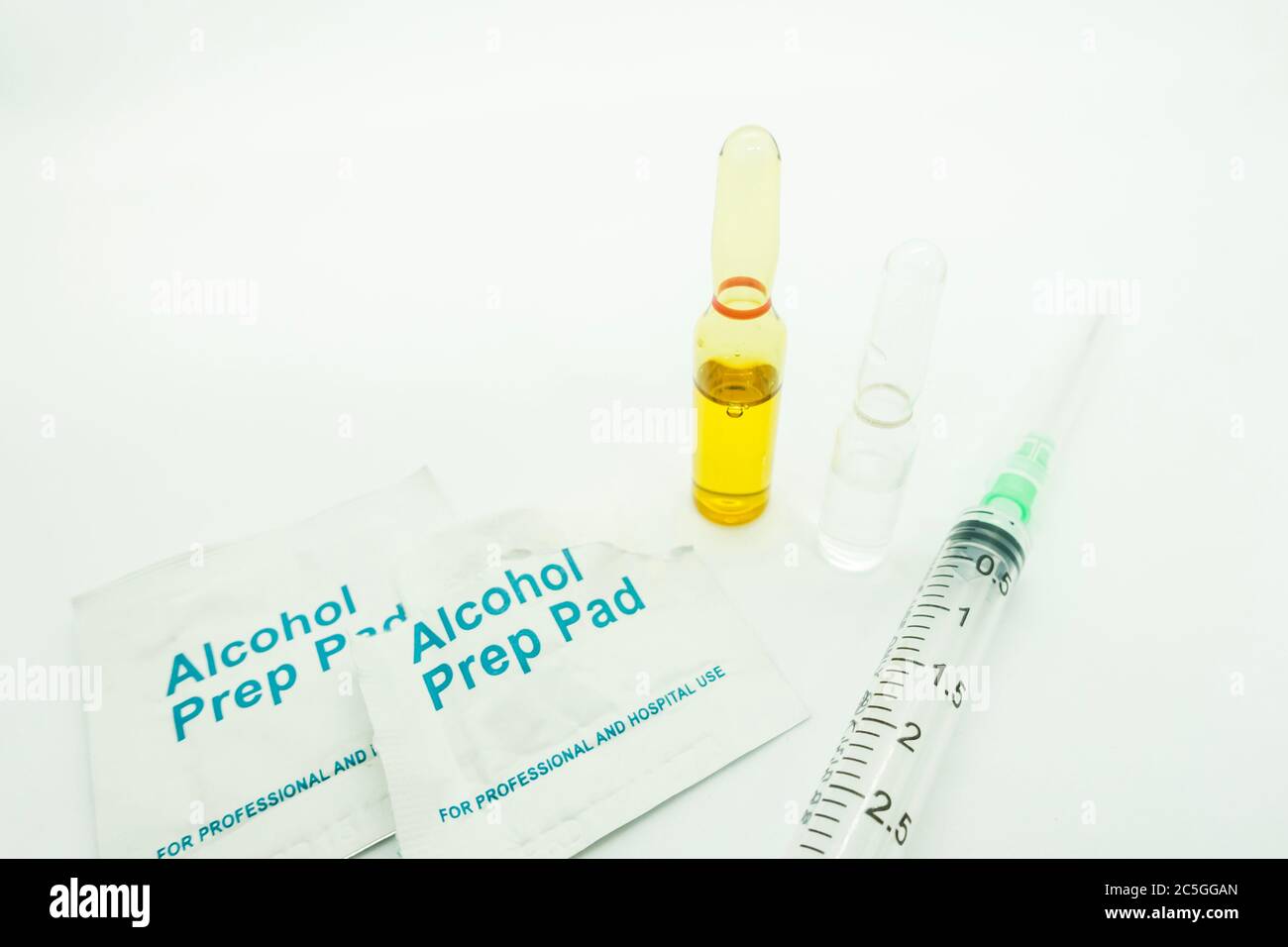 Medication ampoules for Intravenous injections on a wooden background ...