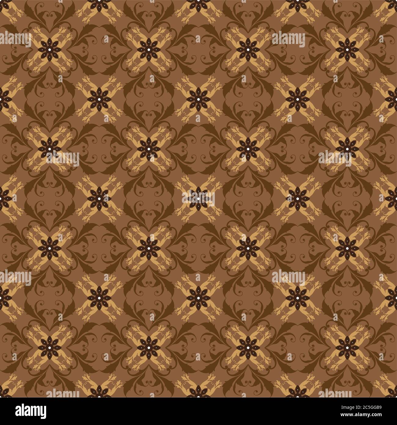 Unique flower pattern design on Jogja batik with elegant brown color ...