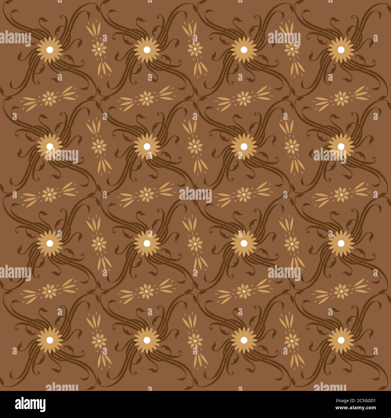 Simple Art work flower motifs on Javanese batik with modern brown color ...