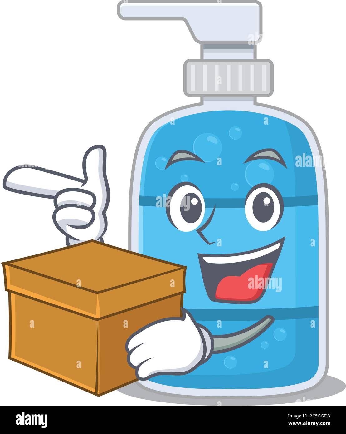 A cheerful hand wash gel cartoon design concept having a box Stock ...