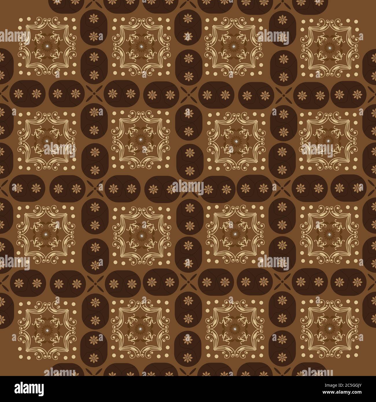 Elegant motifs design on Javanese batik with dark brown color Stock ...