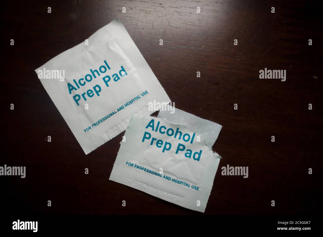 alcohol swab, isolated, used to sterilized skin area prior to injection ...