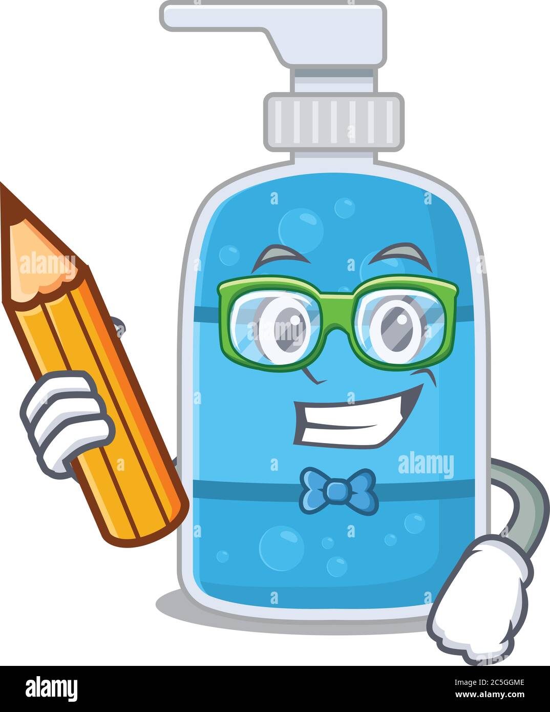 A clever student hand wash gel cartoon character study at home Stock ...