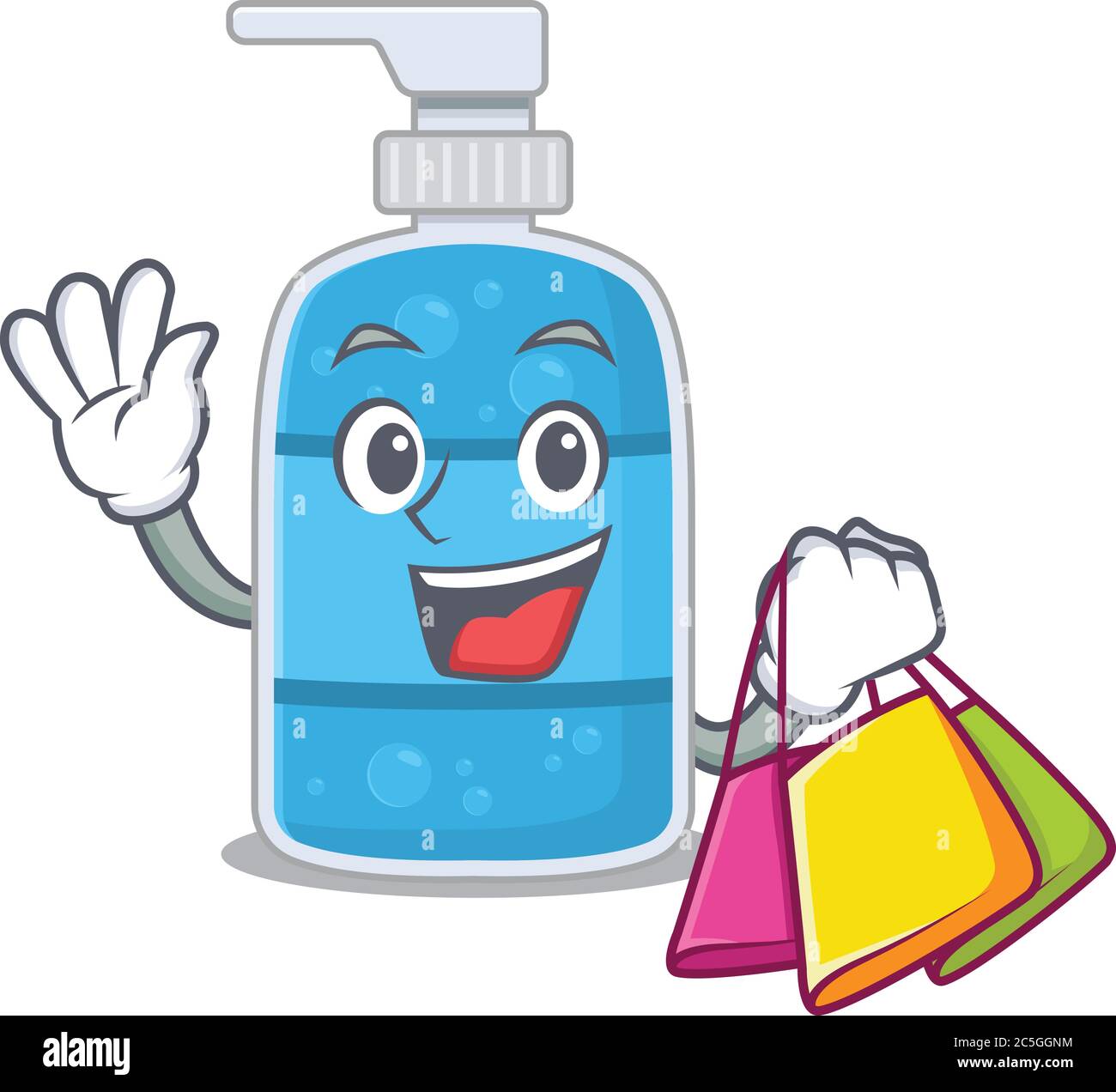 wealthy hand wash gel cartoon character with shopping bags Stock Vector ...